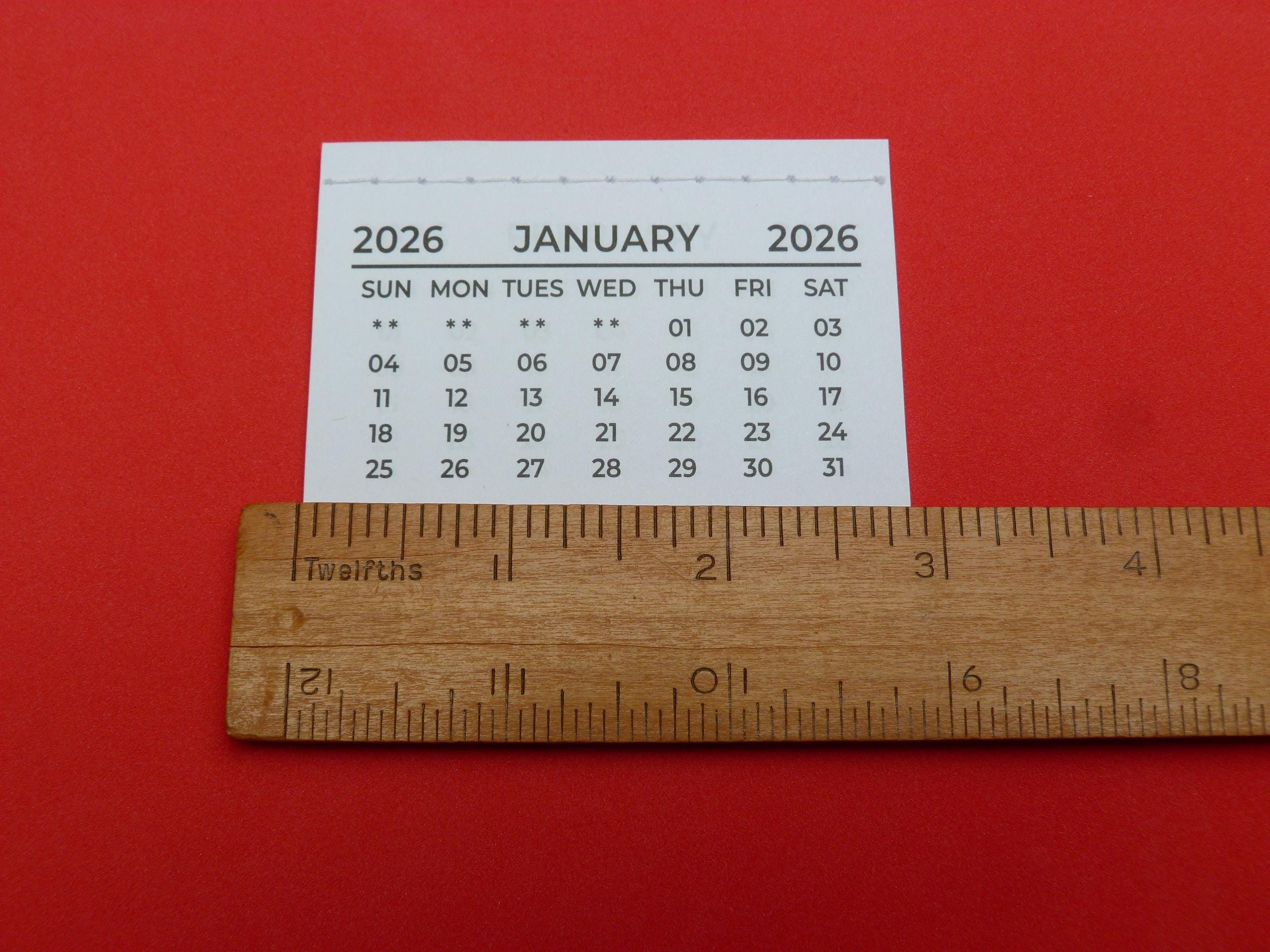 Mini 2026 Calendar Tab Insert With Sewn Binding 12 Page Small Calendar ...
