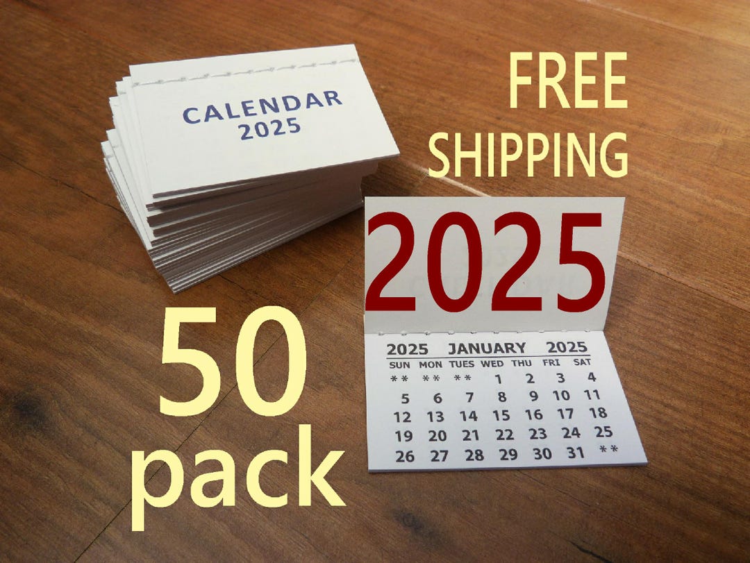50 Pack of 2025 Mini Calendar Tabs 12 Pages With Sewn Binding Small ...
