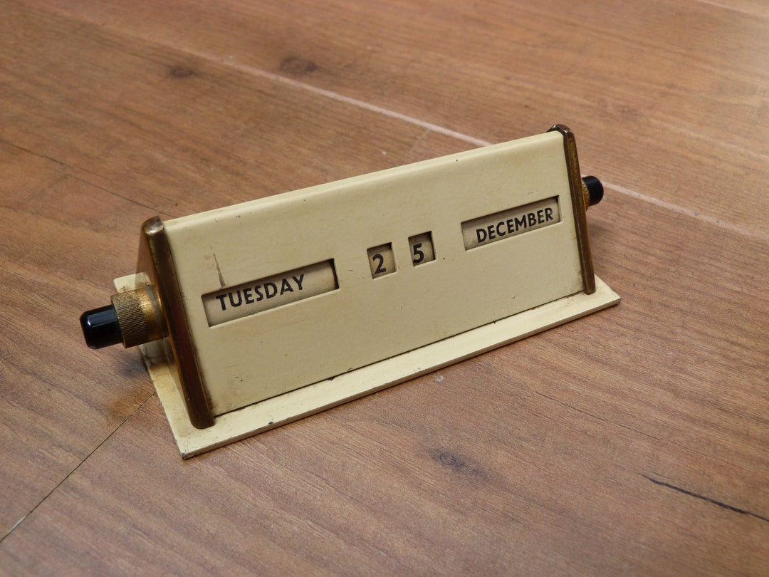Vintage Perpetual Calendar Desk Calendar Triangular Shape Heavy ...