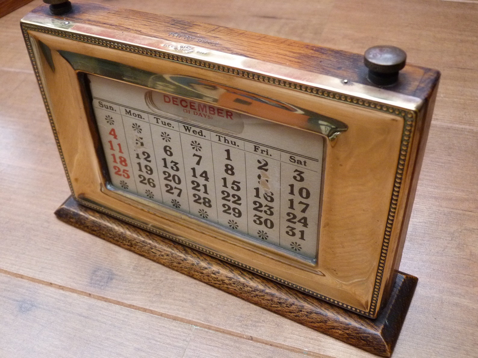 Vintage 1920s Perpetual Calendar Desk Calendar Oak and Metal - Etsy UK