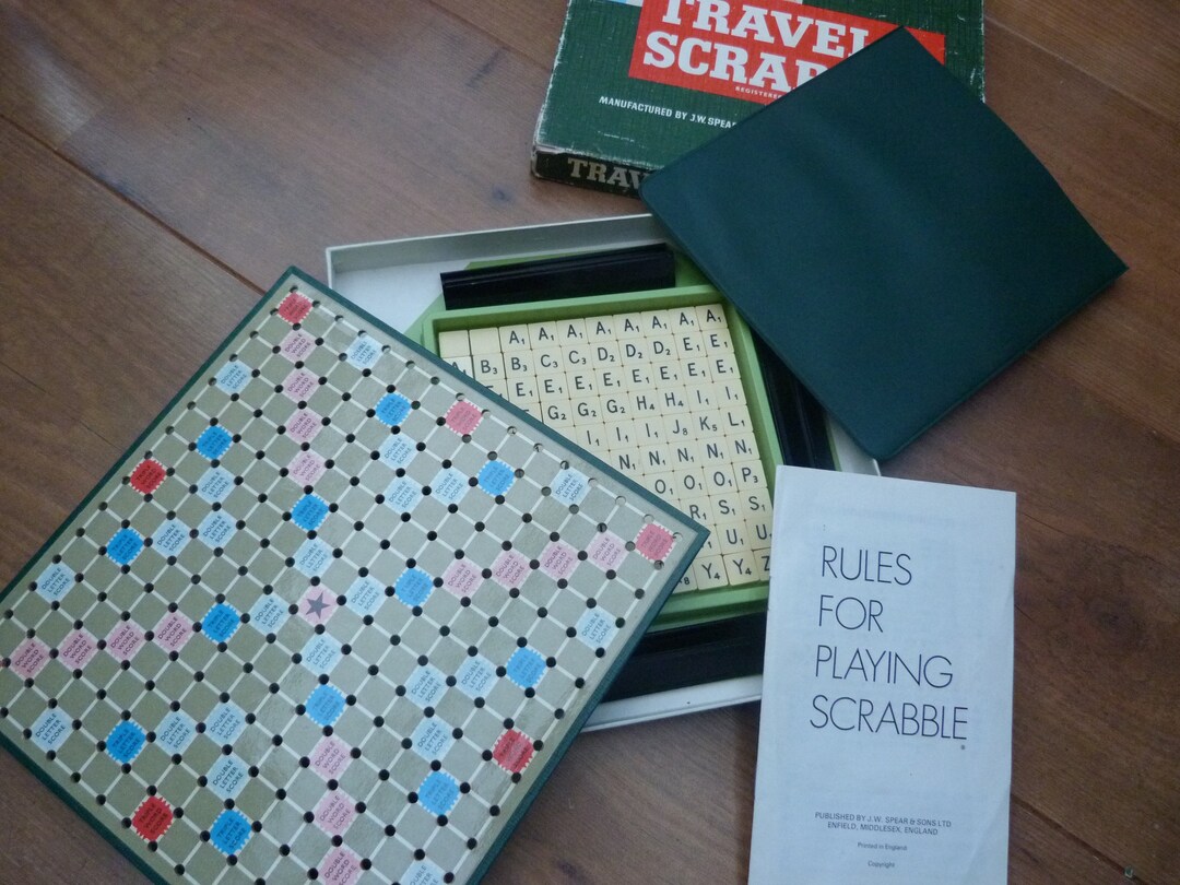 Vintage Travel Scrabble Set, Peg Tiles and Board, Complete Game by ...