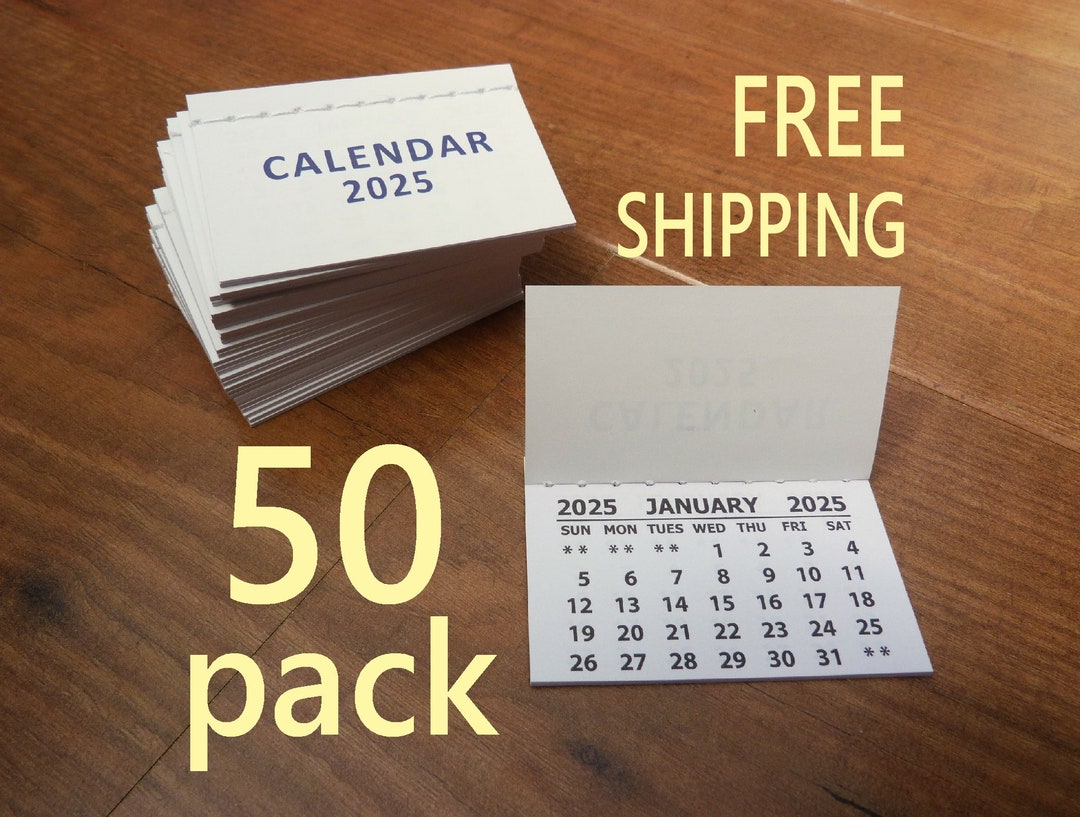 50 Pack of 2025 Mini Calendar Tabs 12 Pages With Sewn Binding Small ...