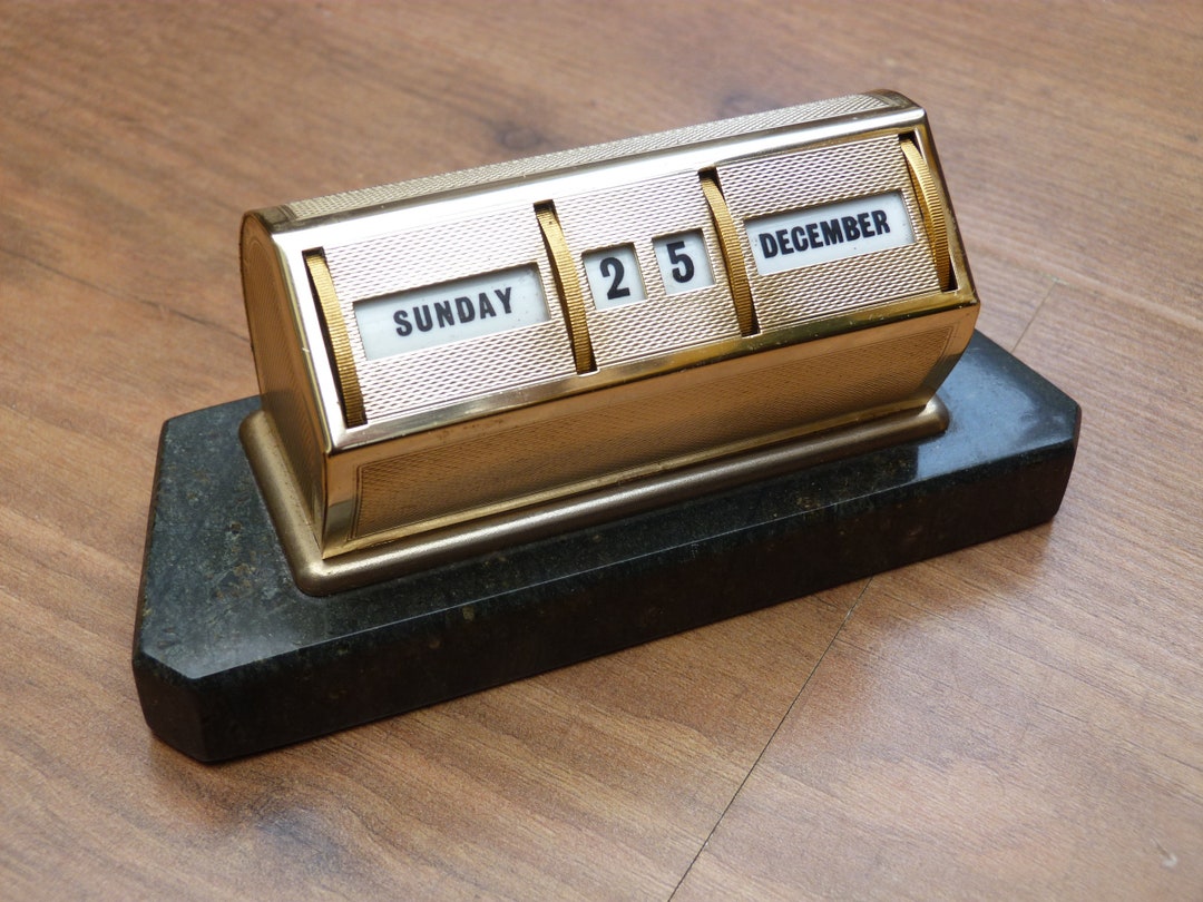Vintage Perpetual Calendar on Marble Stone Base Desk Calendar - Etsy
