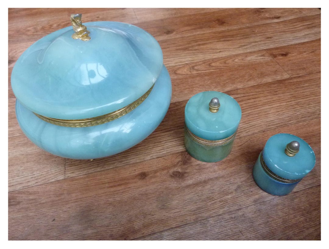 Et of Harrods Alabaster Trinket Boxes Vibrant Blue Green Turquoise ...
