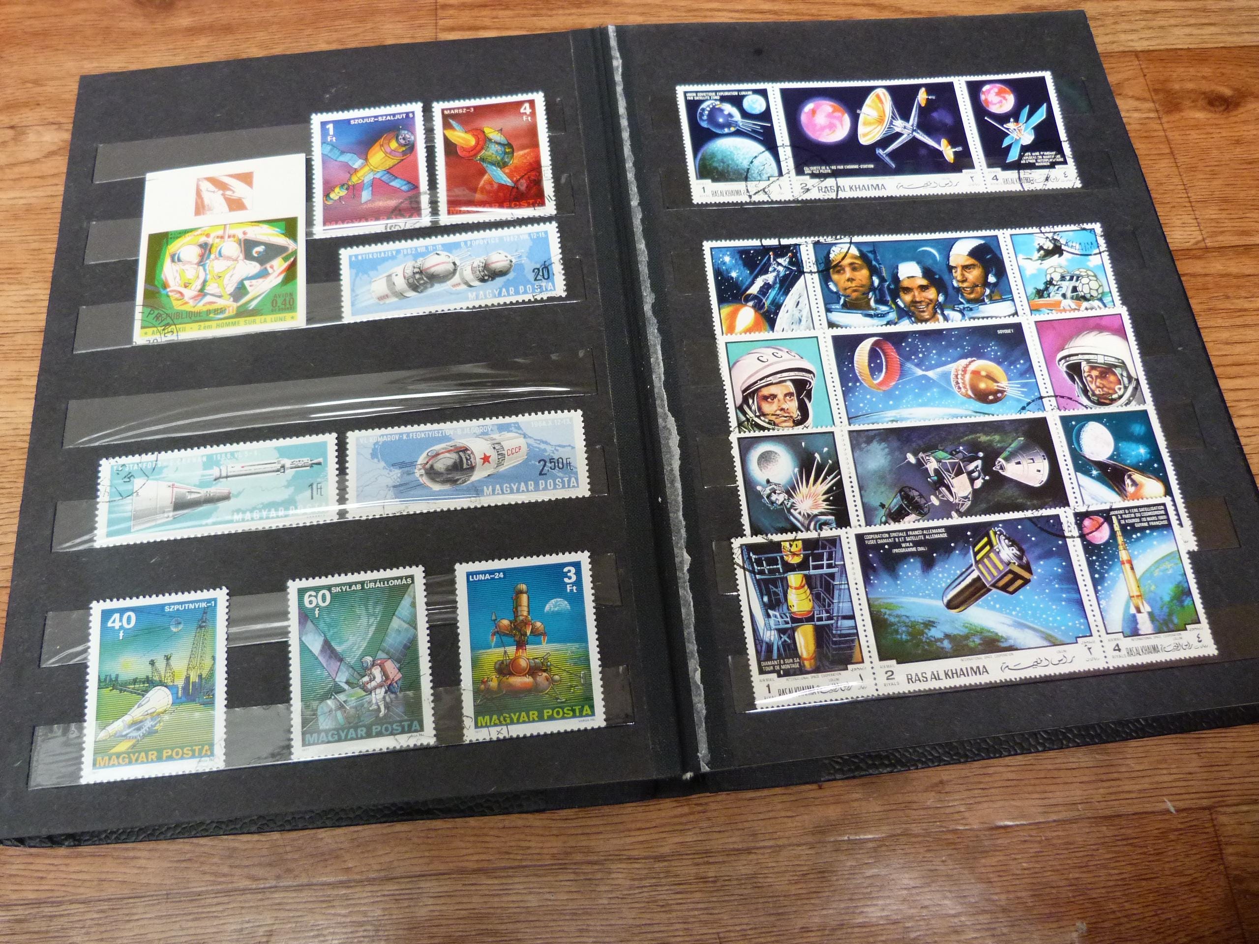 Space Stamp Album With 150 Astronaut Rocket Satellite Stamps in Stock ...