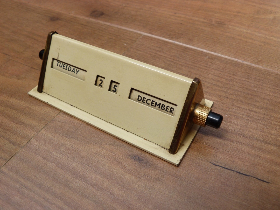 Vintage Perpetual Calendar Desk Calendar Triangular Shape Heavy ...