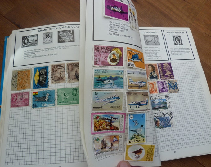 Vintage Stamp Album 1,440 World Stamps Europe Commonwealth Asia 140 ...