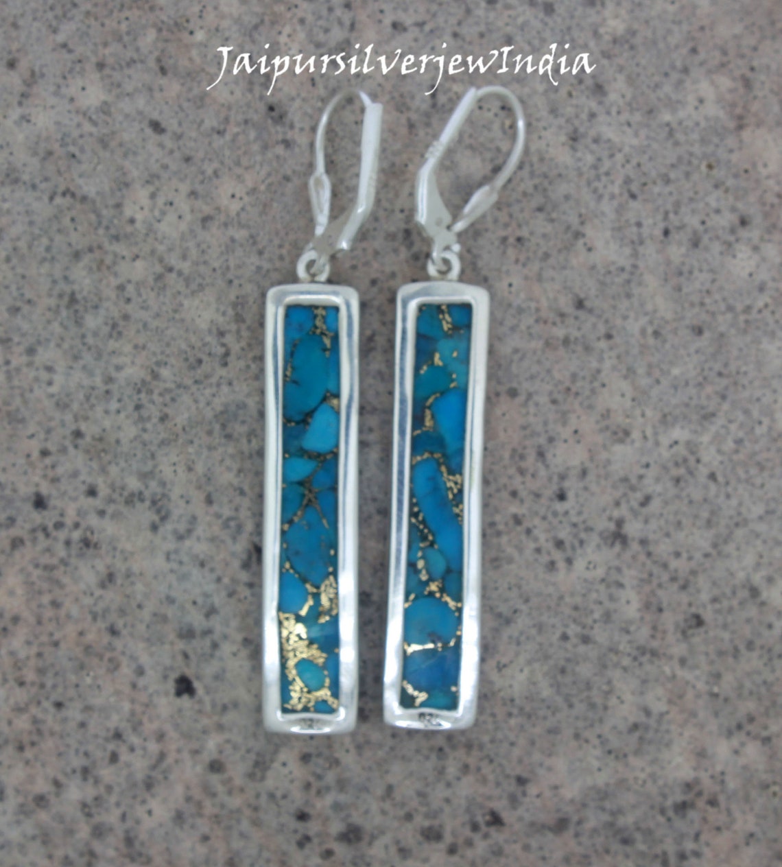 Buy Rectangle Turquoise Earrings Blue Copper Turquoise Earrings Online ...