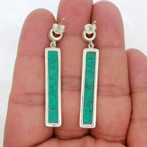 Turquoise and Carnelian Earrings, Long Bar Earrings, Simulated ...