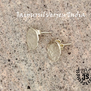 Hammered Silver Studs • Circle Hammered 13 Mm Studs • Solid 925 Sterling Silver • Geometric ...