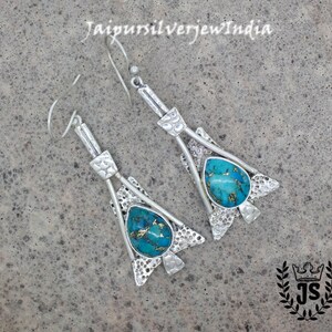Buy Turquoise Earrings, Blue Copper Turquoise Earrings Dangle, Turquoise Earrings Sterling ...