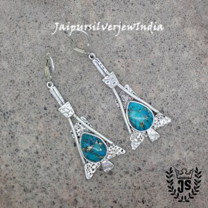 Buy Turquoise Earrings, Blue Copper Turquoise Earrings Dangle ...
