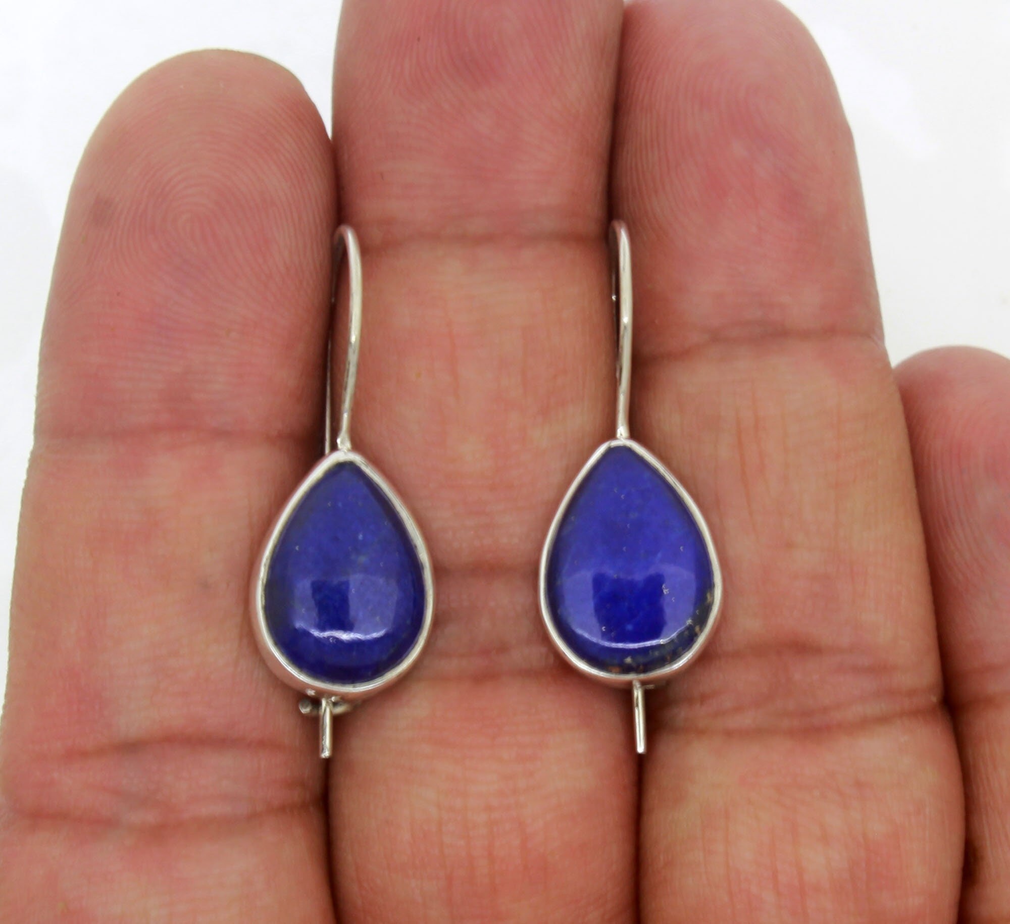 Lapis Teardrop Earrings Natural Lapis Earring Blue Lapis - Etsy
