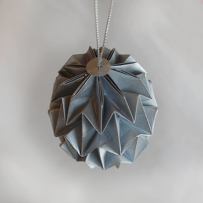 Handmade Origami Bauble Christmas Tree Decoration in Silver - Etsy