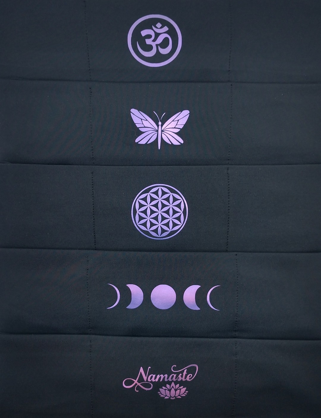 Black Headband – Crystal Pocket Over Third Eye, Om, Moon, Flower of ...