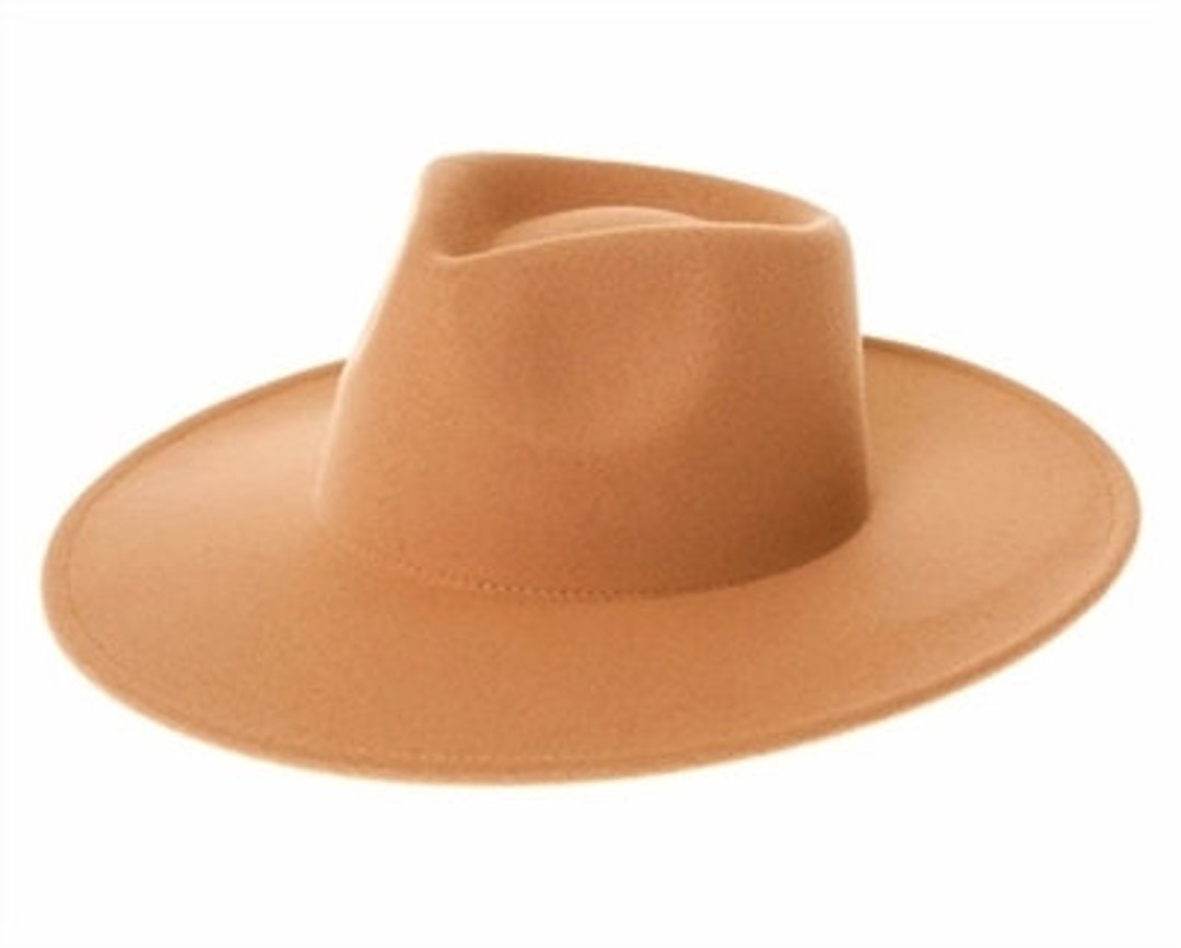 Chestnut Brown Vegan Felt Rancher Hat Unisex Style Fedora, Stiff Brim ...