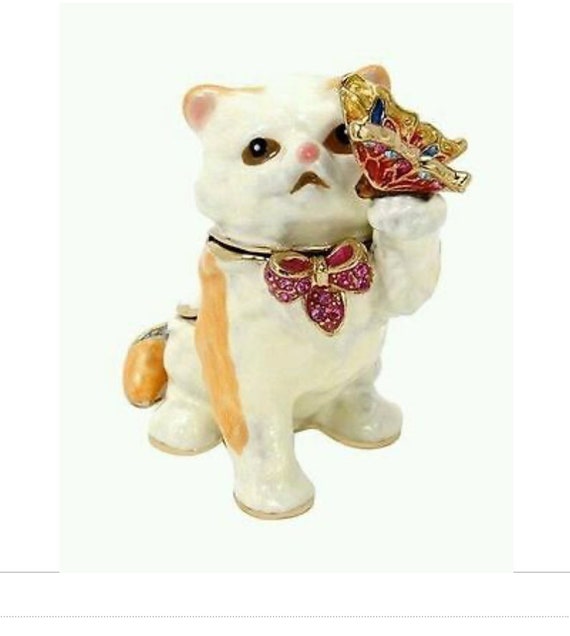 Bejeweled Enamel Trinket Jewelry Box Opens W/ Magnet Playful - Etsy