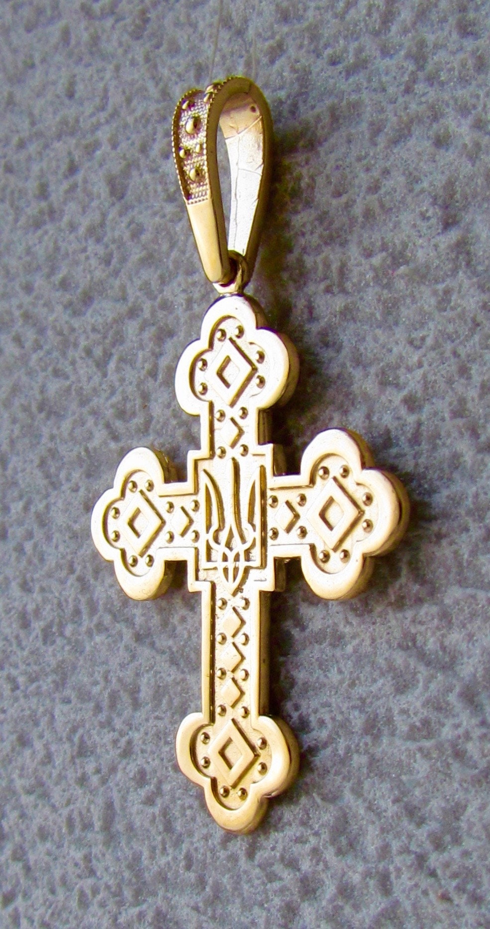 Ukrainian 14K Yellow Gold Cross with TridentEmbroidery | Etsy