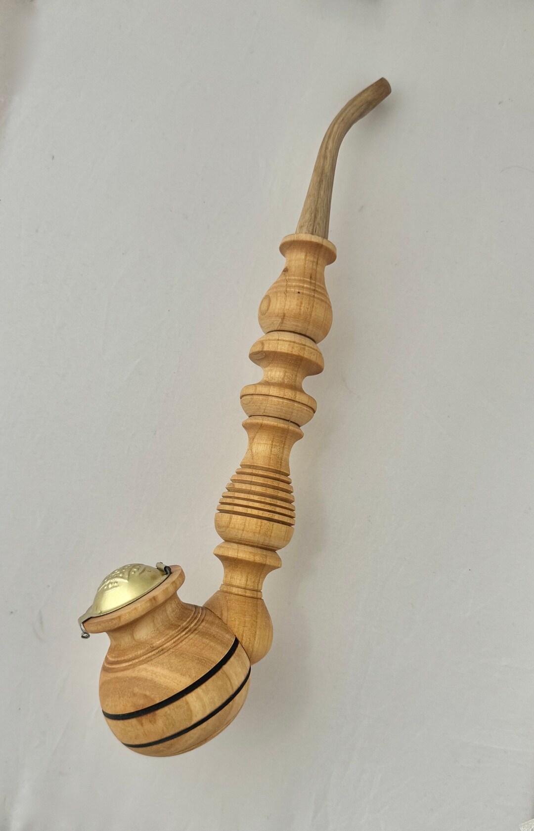 Cherry Wood Smoking Pipe, With Brass Lid, Hand Carved. Style 1. - Etsy