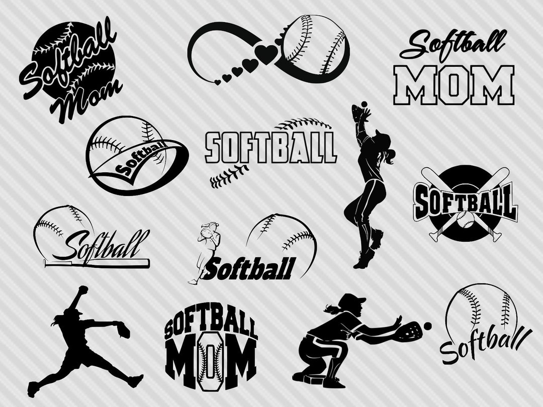 Softball Svg Bundle Softball Clipart Softball Mom Svg Softball