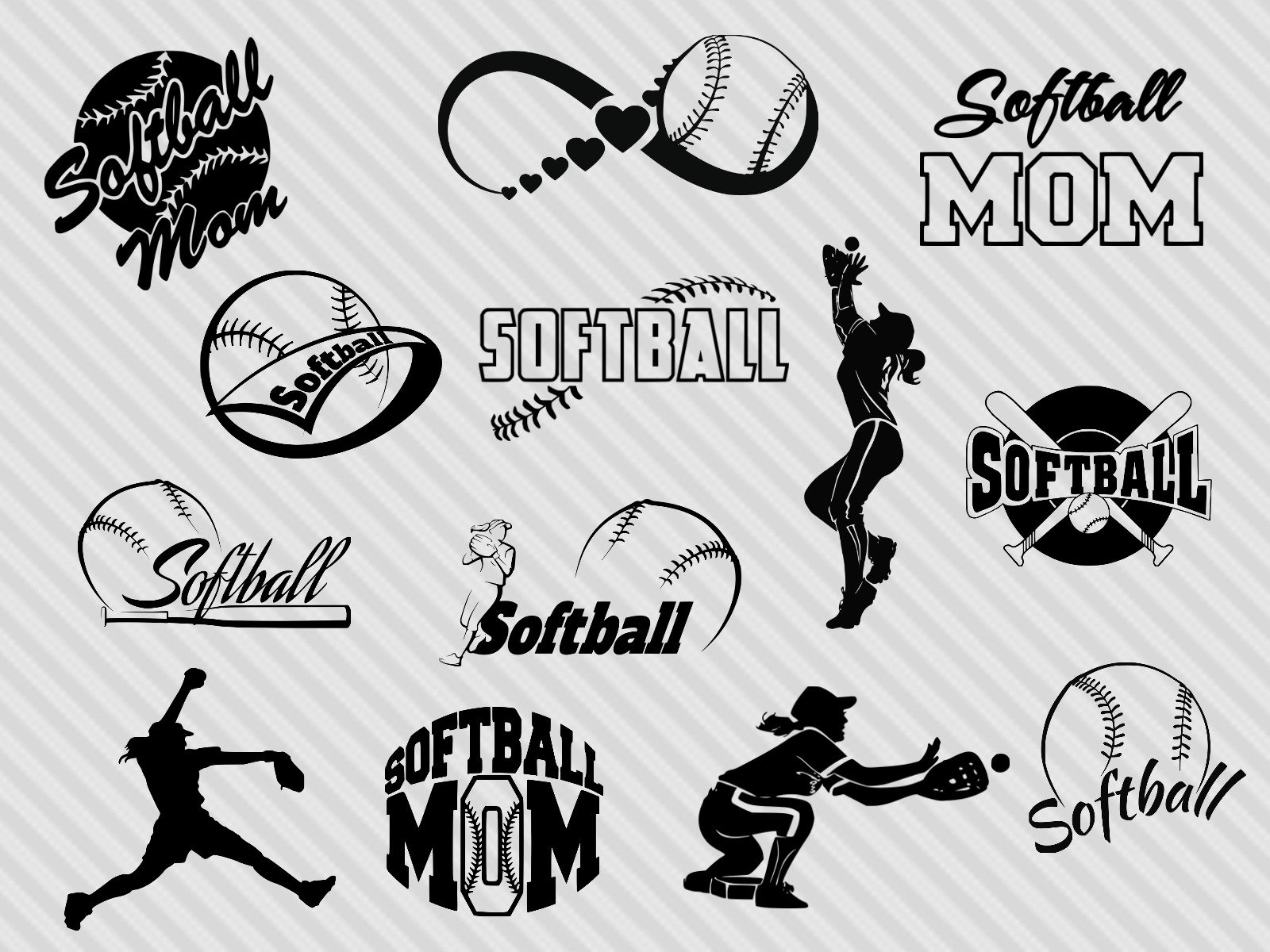 Softball Svg Bundle Softball Clipart Softball Mom Svg Etsy