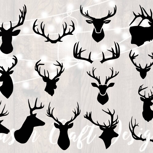 Deer Head Silhouette Svg Bundle Antler Silhouette Svg - Etsy