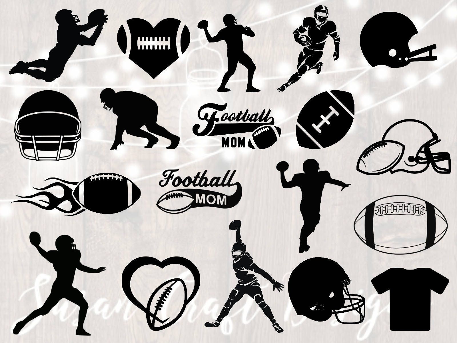 Football Svg Bundle, Football Silhouette Svg,football Clipart,dxf,png ...