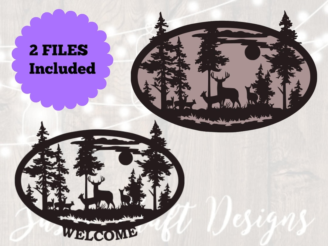 Deer Scene Svg, Deer Silhouette Svg - Etsy