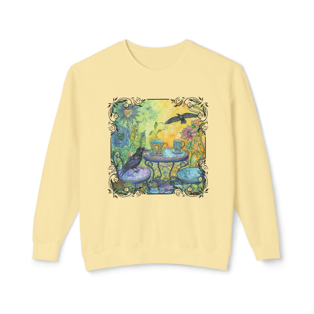 Raven Garden Sweatshirt, Tea Party Zentangle Design, Gothic Clothing ...