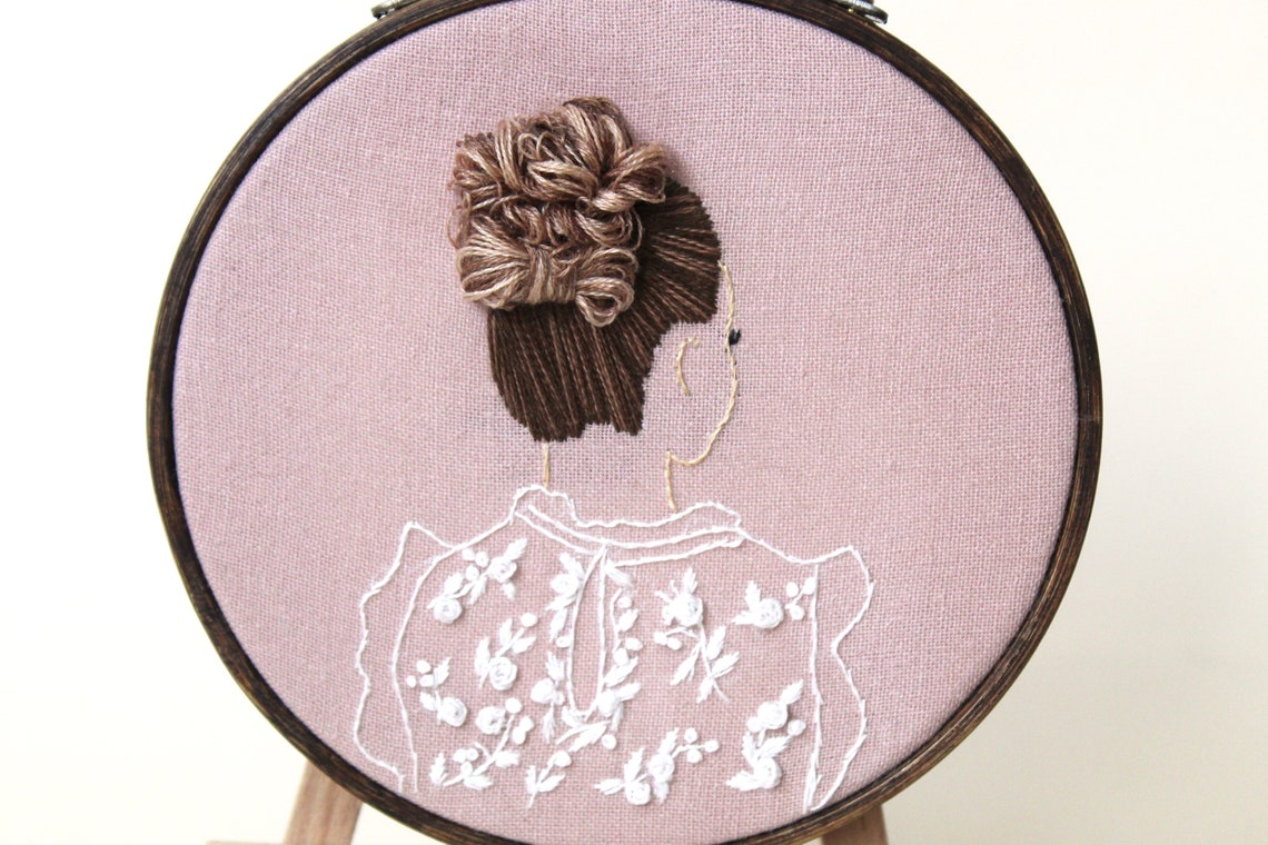 Girl Embroidery Mini Hoop on Cotton Fabric Embroidery Art - Etsy