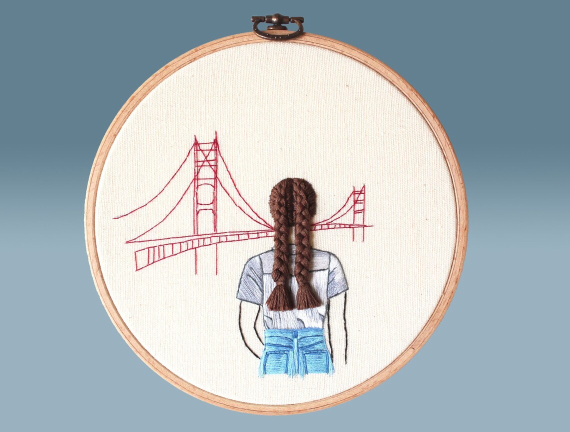 Embroidered Girl With 16 Cm Frame, Embroidery Art, Hoop Art, Girl ...