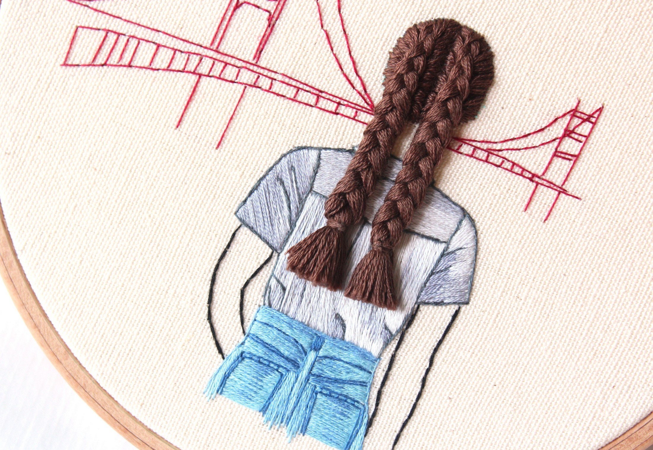 Embroidered Girl With 16 Cm Frame Embroidery Art Hoop Art | Etsy