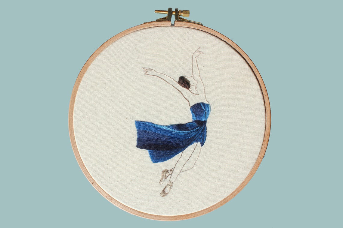 Ballet Dancer, Embroidered Girl With 20 Cm Hoop, Dancer, Embroidery Art ...