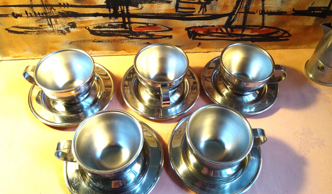Nanni Italy. 2-5 Double Cups, 18/10 Stainl Steel. Original Design 1970s ...