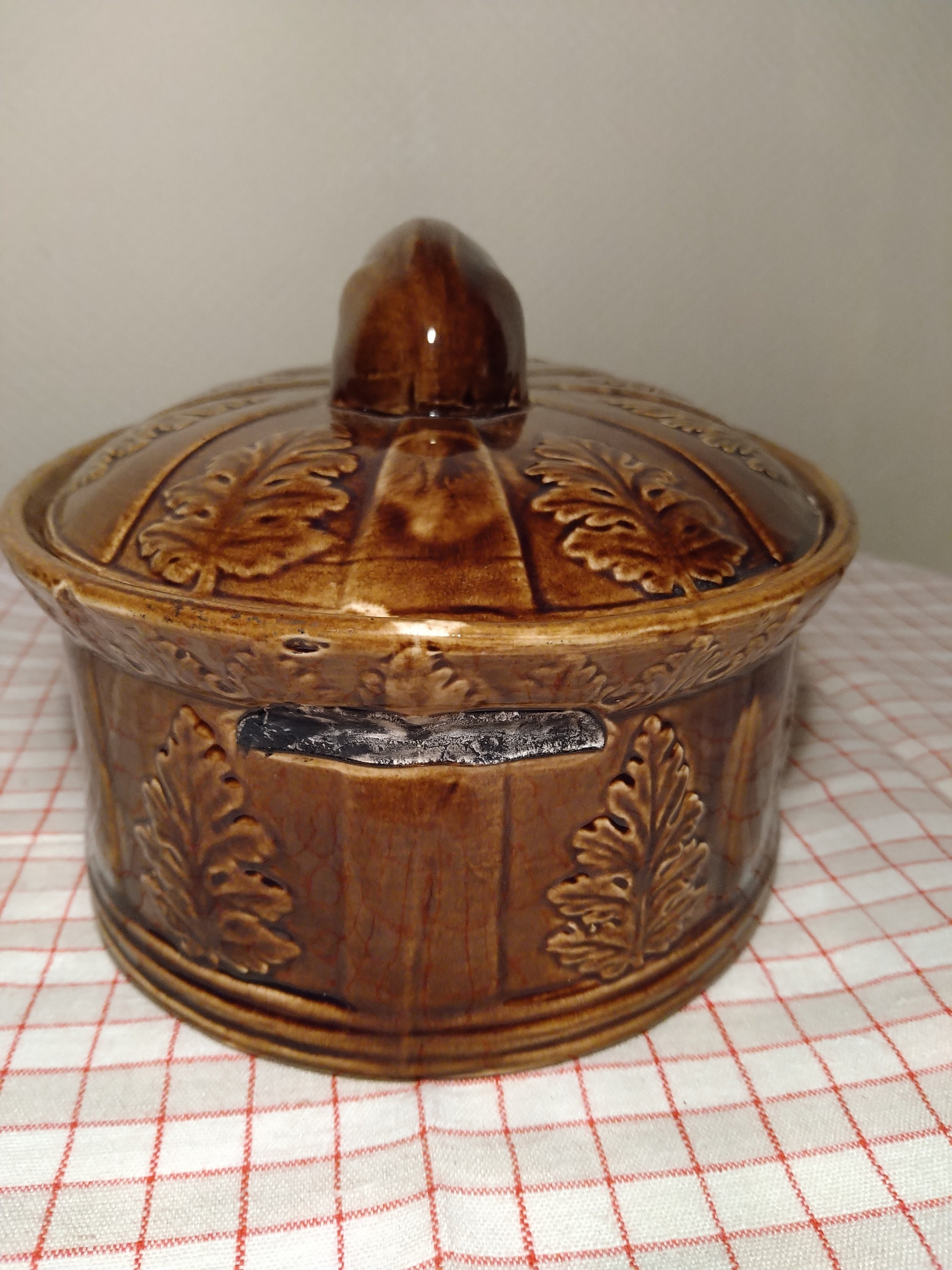 Antique, Large Brown Baking Dish, Early 20th Century. Charming Rabbit ...