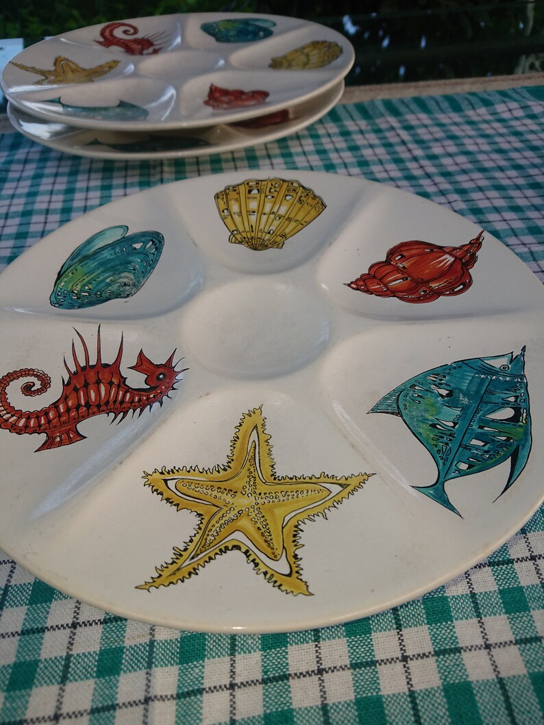 2, 4 or 6 Villeroy Boch Oyster, Fish, Tapa Plates, 1960s, Design Sea ...