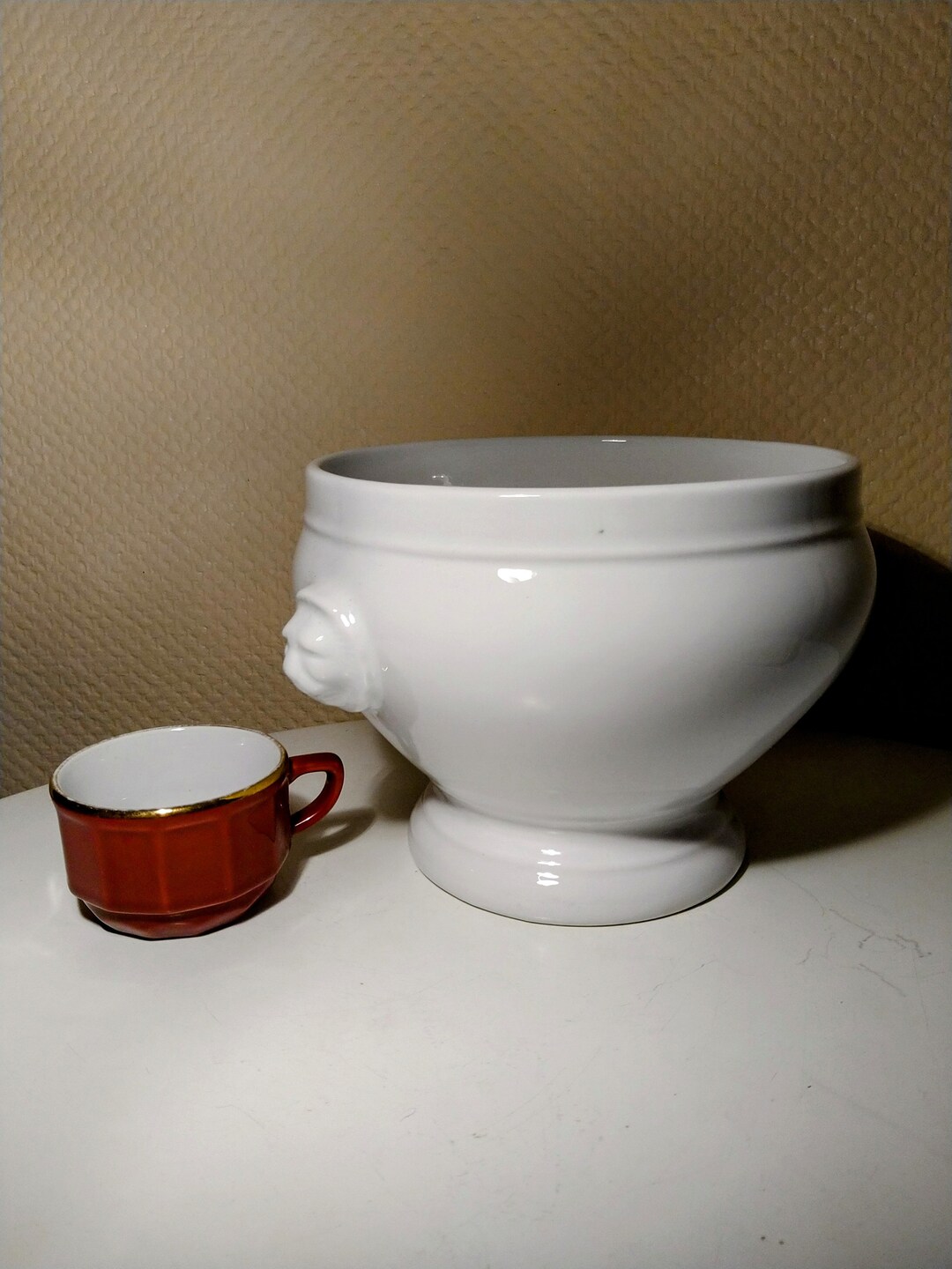 APILCO France, Large Lion Head Tureen, Soup Bowl, Snow White, Vintage ...