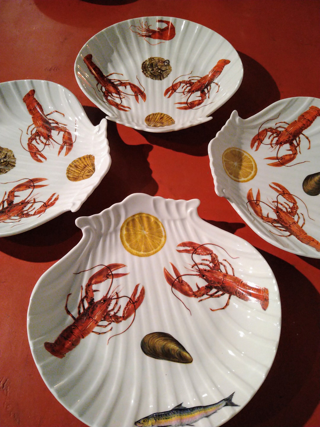 Set of 4 Scallop Shell Plates 21 Cm, Porcelain, Paris Decor Seafood ...