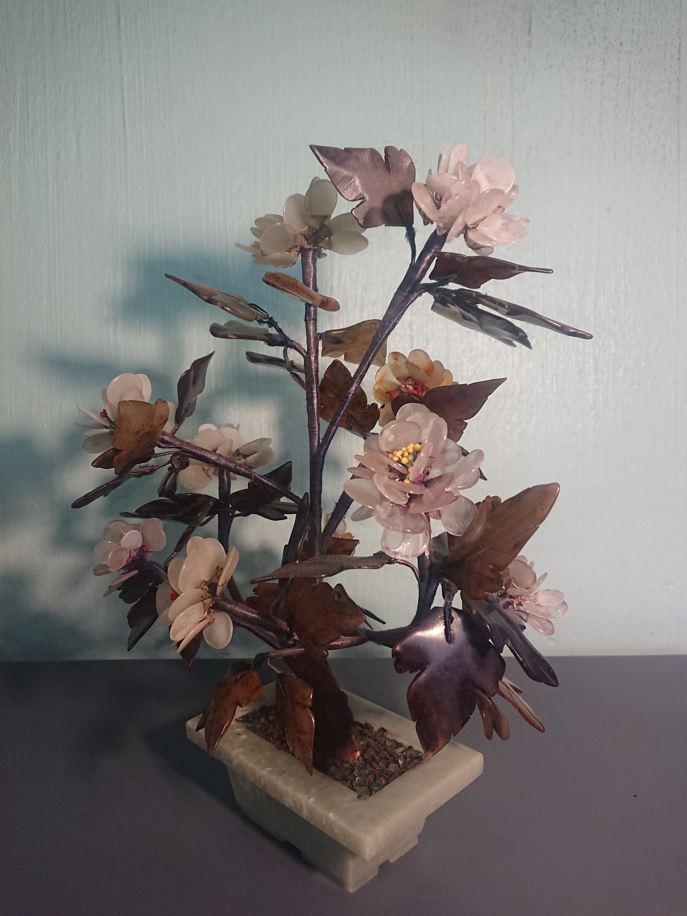 Asian Jade Tree, Bonsai Style, Flowers, Leaves: Glass, Semi-precious ...