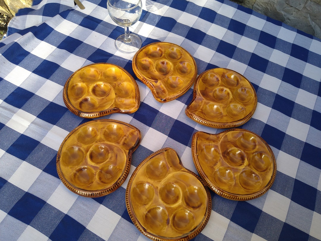Set of 6 French St. Clement Snail Pans, Mid Century Art Ceramic ...