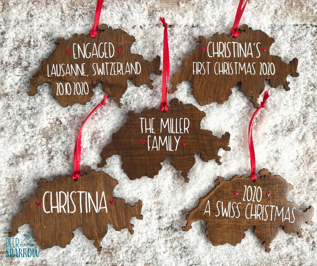 Personalised Switzerland Shaped Hanging Ornament, Swiss German Gift ...