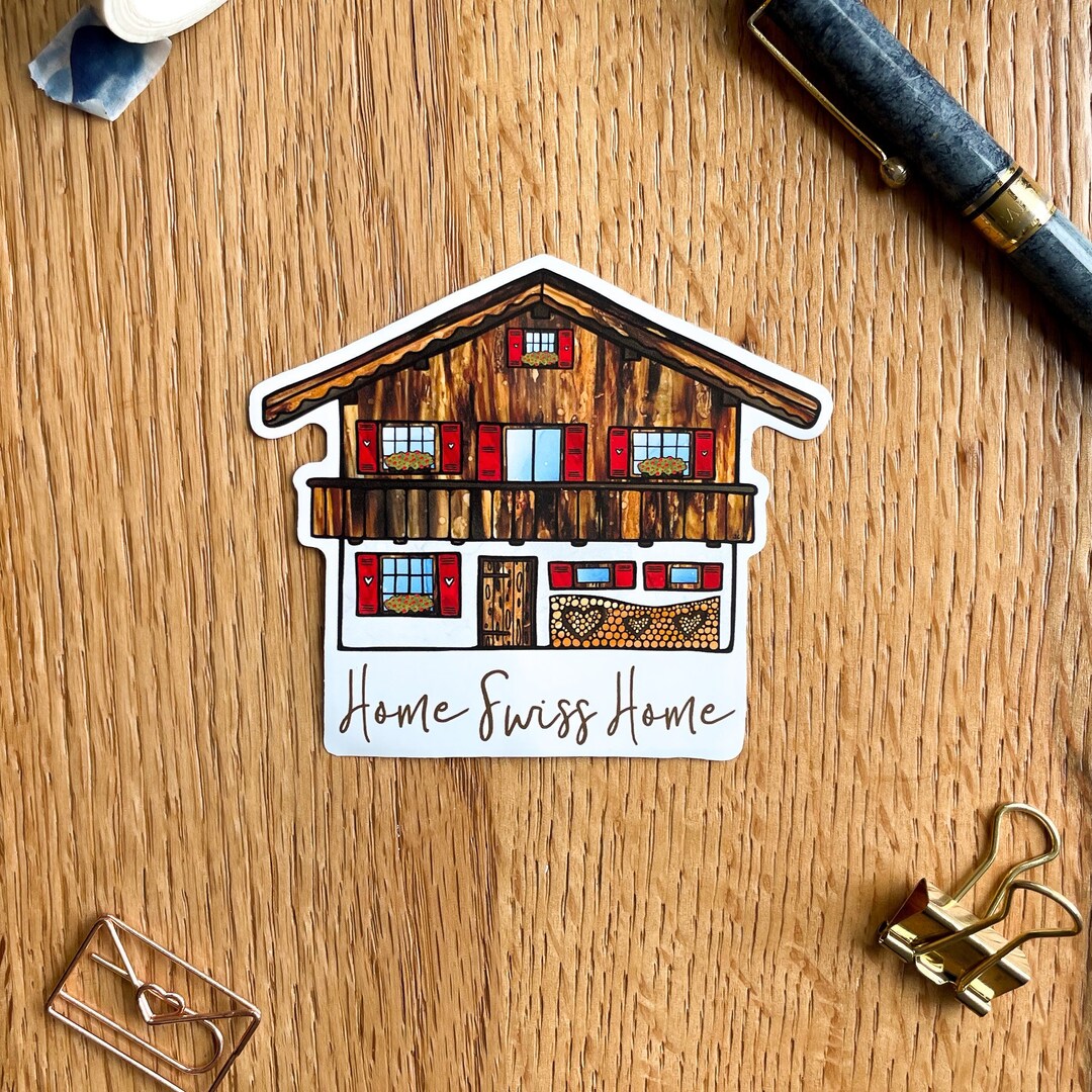 Swiss Chalet Vinyl Sticker, Idyllic Swiss House, Vinyl Sticker ...