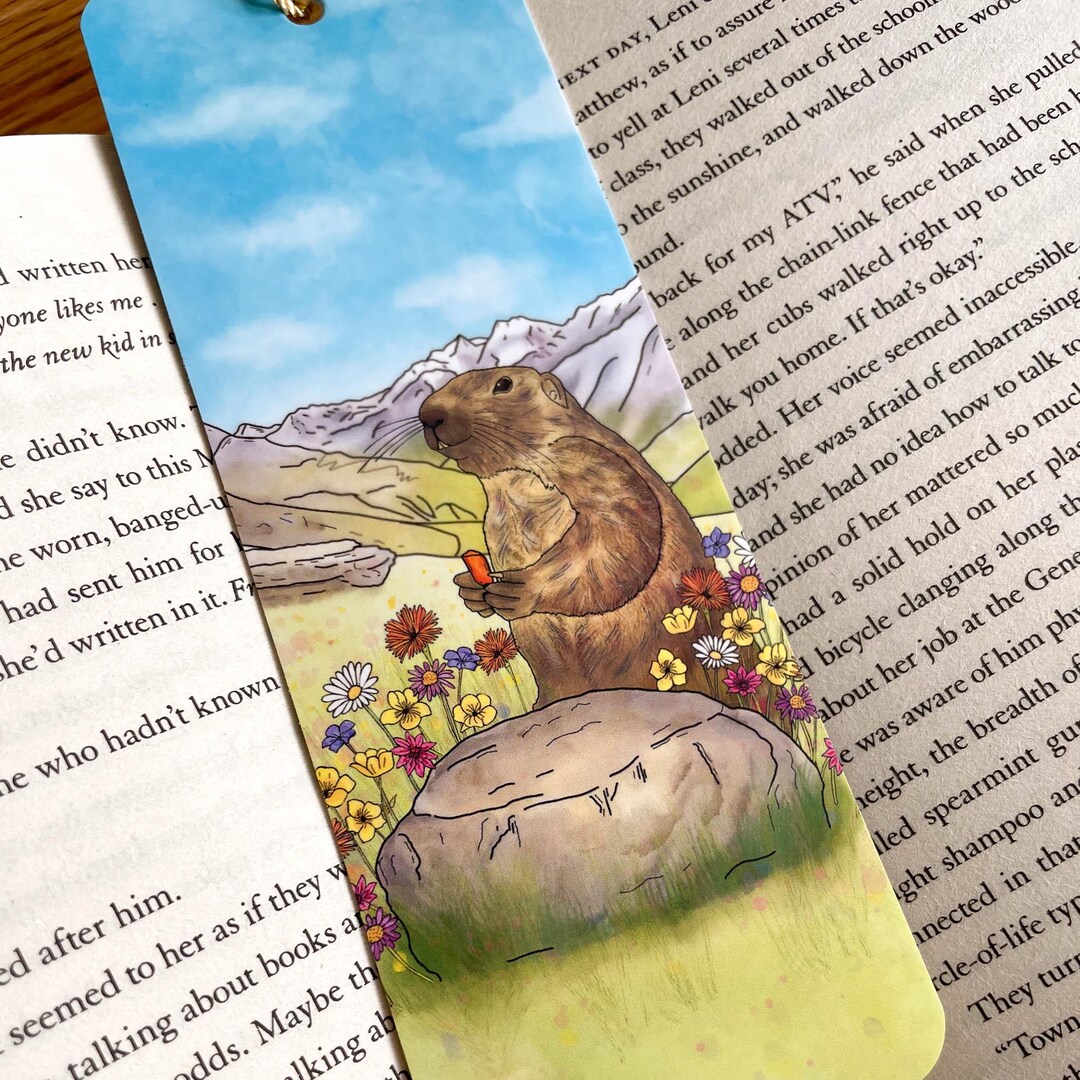 Marmot in the Swiss Alps Bookmark, Saas Valley Switzerland Illustration ...