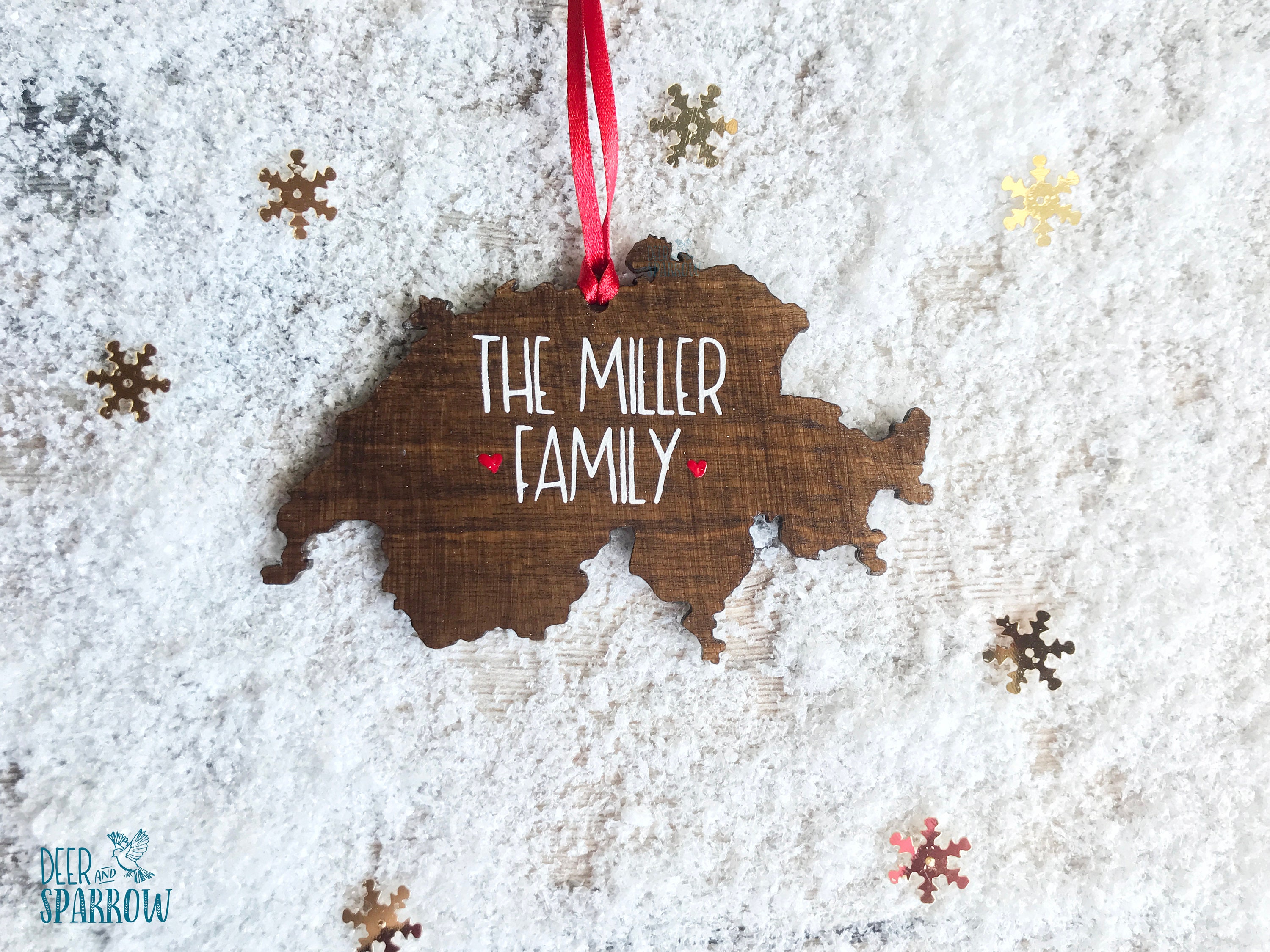 Personalised Switzerland Shaped Hanging Ornament Swiss German - Etsy