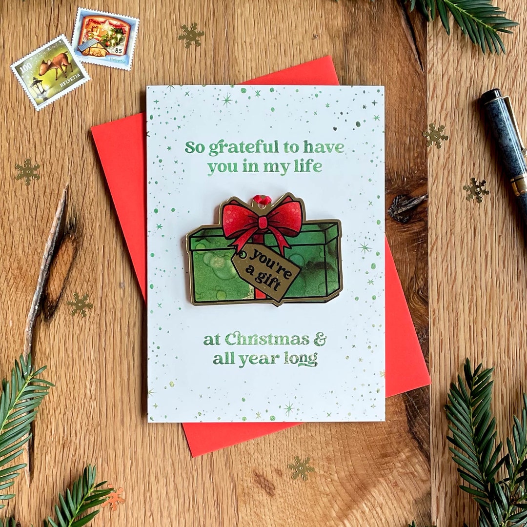 You're a Gift Greeting Card With Detachable Tree Decoration Mirrored ...