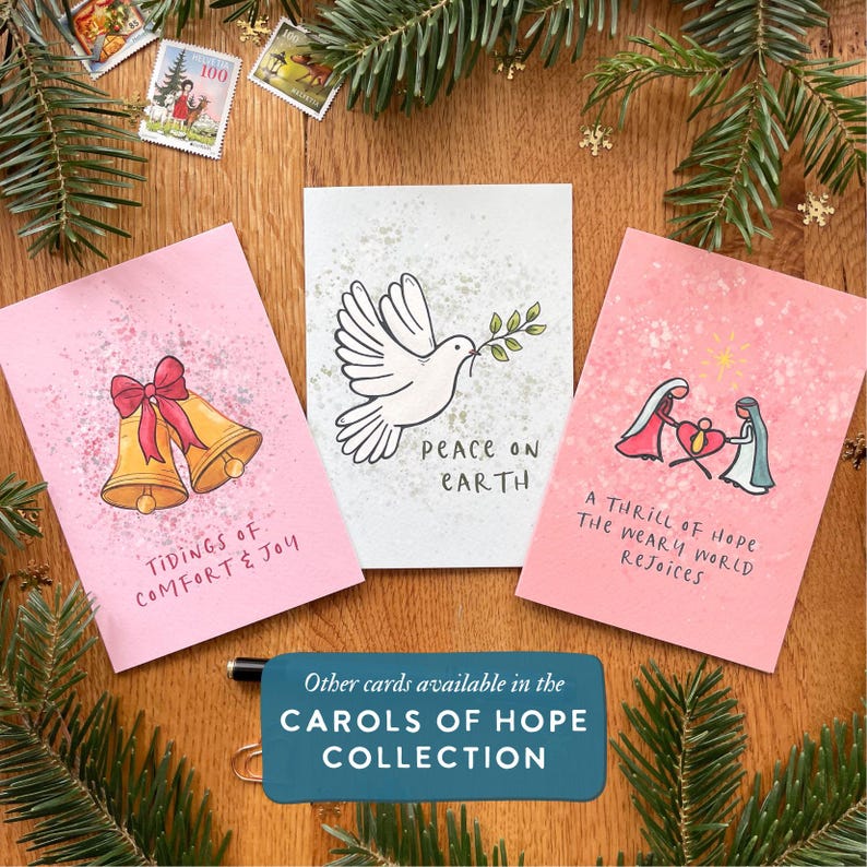 Tidings of Comfort & Joy Christmas Card, Bells Christmas Card, Comfort ...