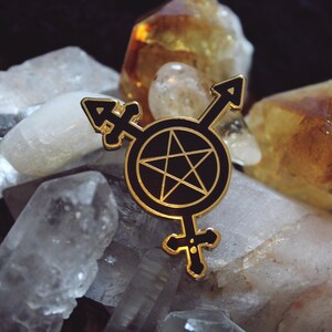 Trans Symbol Pentacle Pin - Gold/silver - Enamel Lapel Pin ...