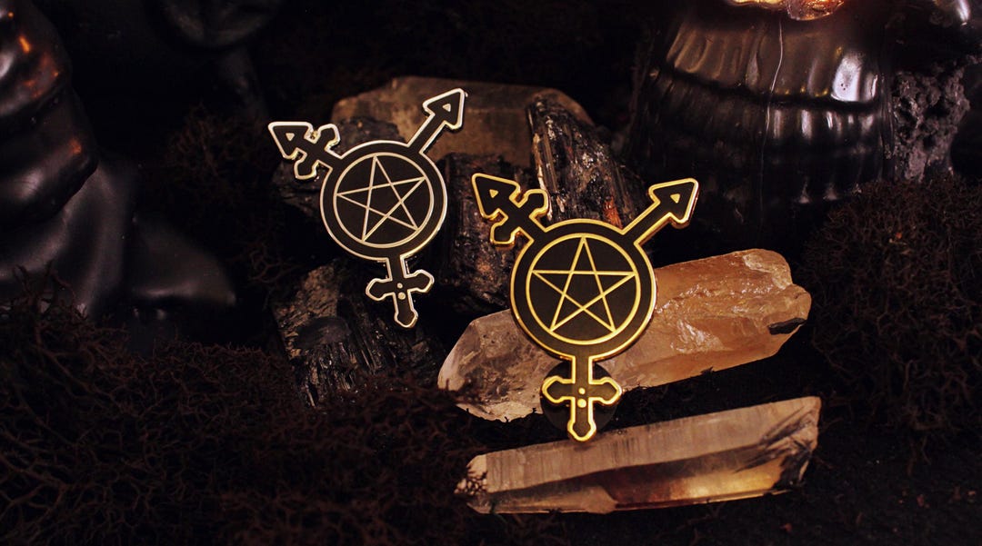 Trans Symbol Pentacle Pin - Gold/silver - Enamel Lapel Pin ...