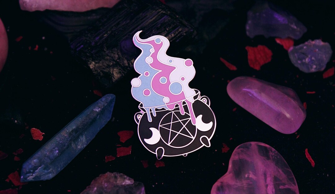 Trans Witch Cauldron Pin - Enamel Lapel Pin - Non-binary Genderqueer ...