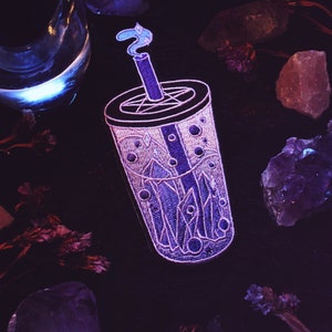 Witch Boba Patch 5 Iron on Embroidered Patch Bubble Tea Crystal Pentacle Pentagram Witchcraft ...